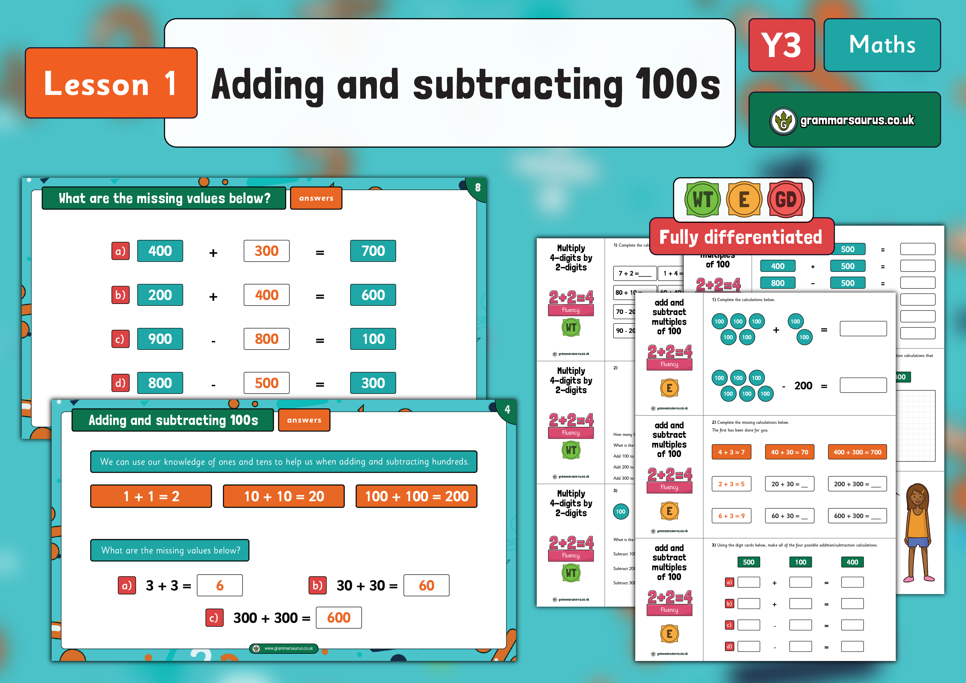 Year 3 Addition and Subtraction - Adding and Subtracting 100s - Lesson ...