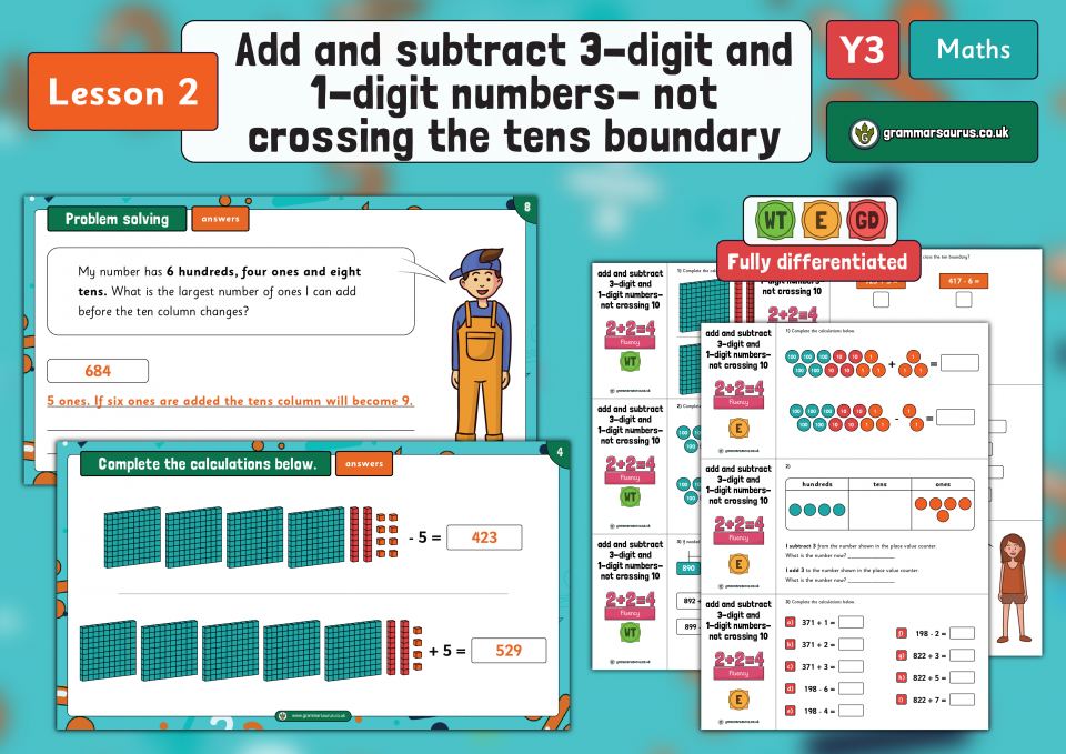 Year 3 Addition and Subtraction - Adding and Subtracting a 1-digit ...