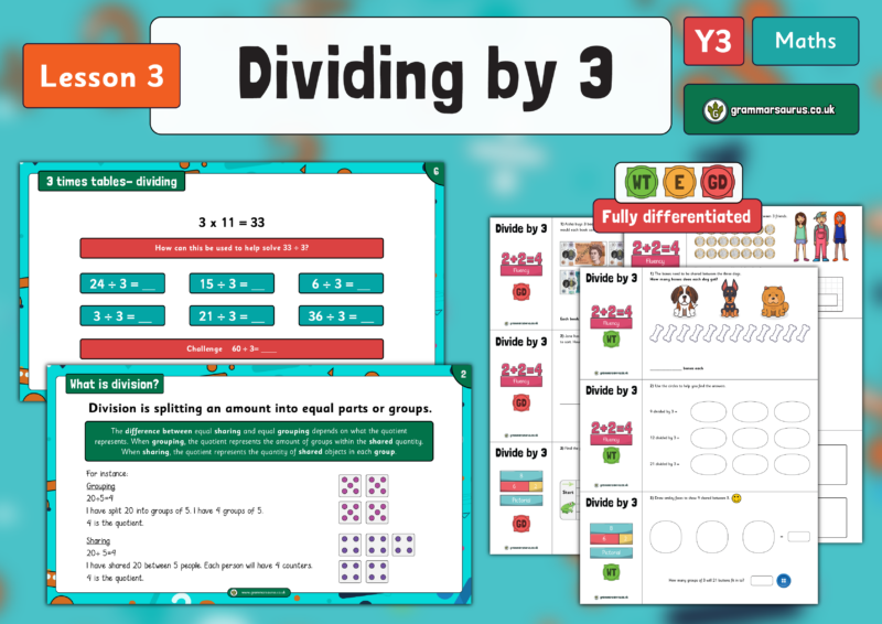 Year 3 Multiplication and Division - Dividing By 3 - Lesson 3 ...
