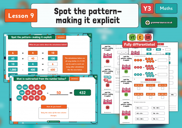 Year 3 Addition and Subtraction - Spot the pattern- making it explicit ...