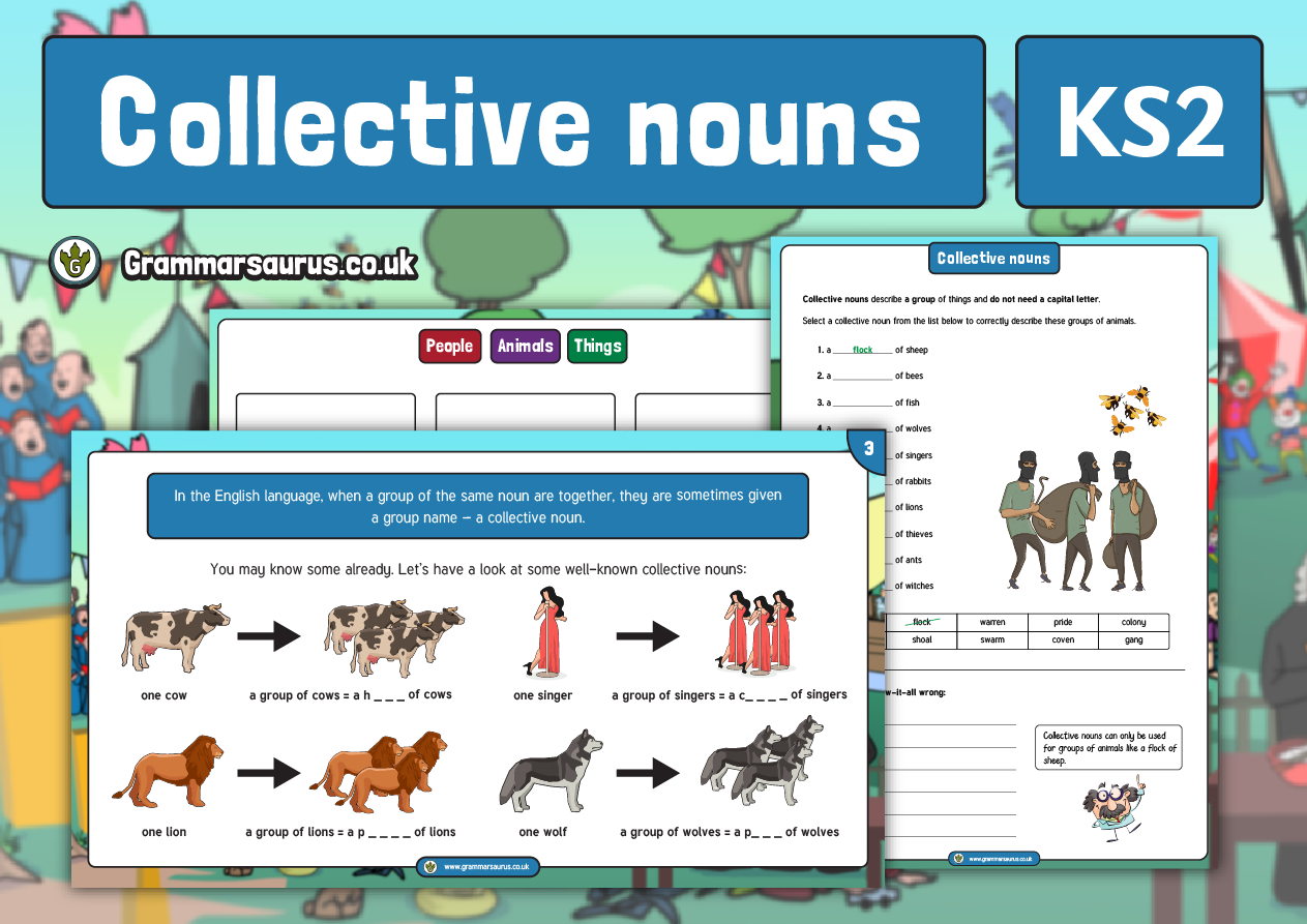 Year 5 - Collective/Partitive Nouns - Lesson Pack - Grammarsaurus
