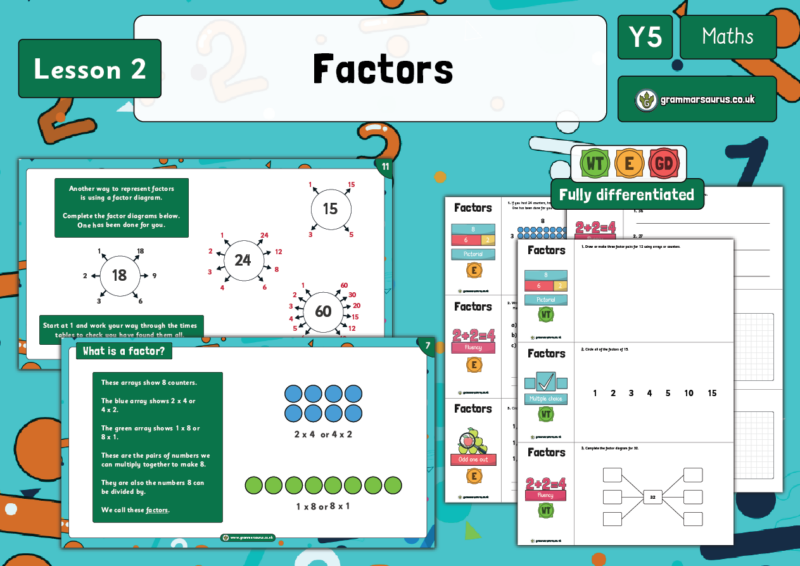 Year 5 Multiplication and Division - Factors - Lesson 2 - Grammarsaurus