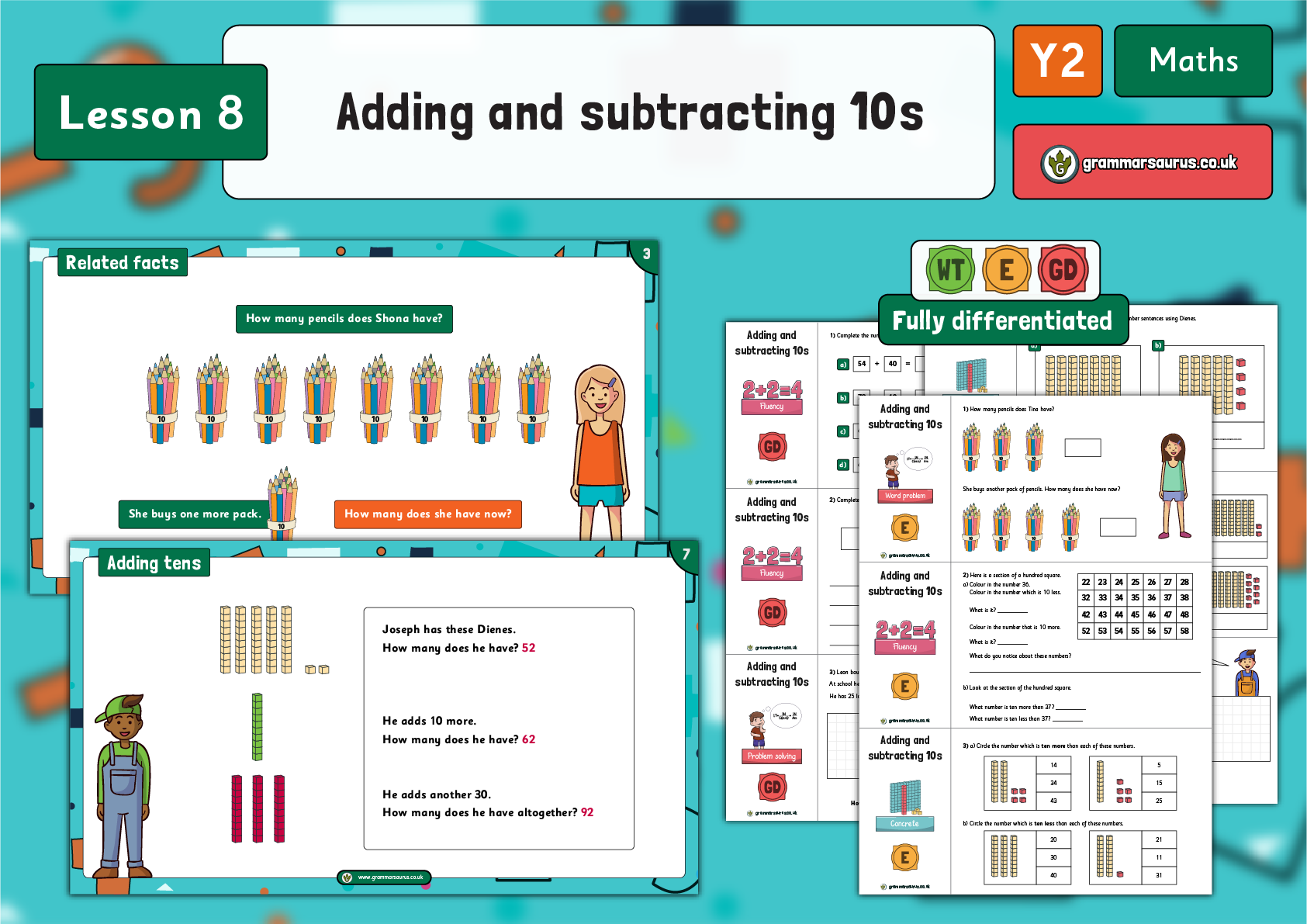 Year 2 Addition and Subtraction - Adding and subtracting 10s - Lesson 8 ...