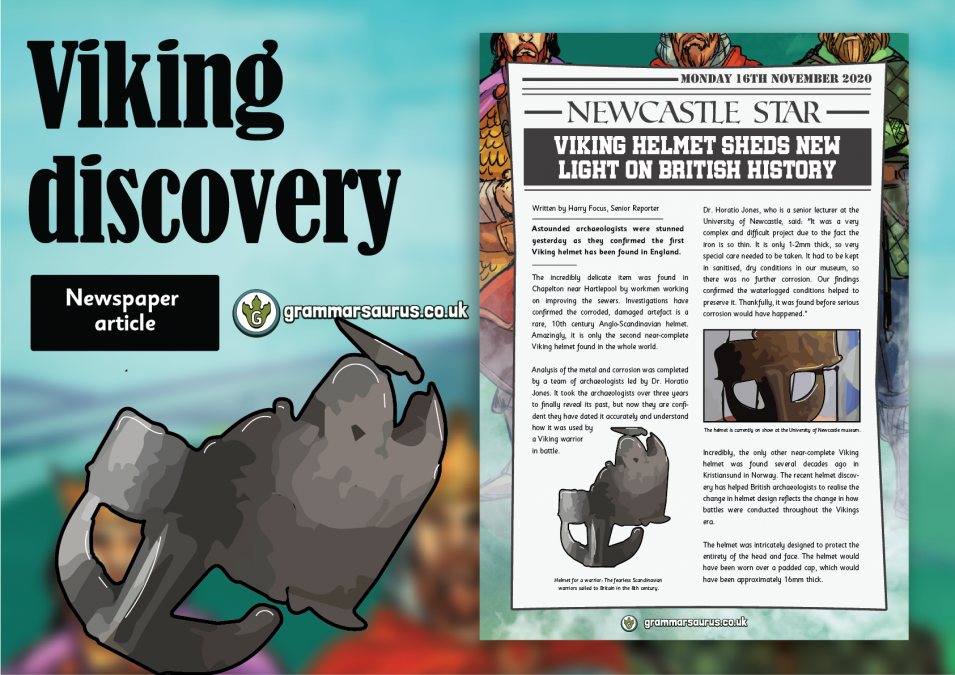 Year 3/4 Model Text - Newspaper - Viking Discovery - Grammarsaurus