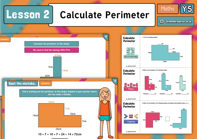 Year 5 Perimeter and Area - Calculate Perimeter - Lesson 2 - Grammarsaurus
