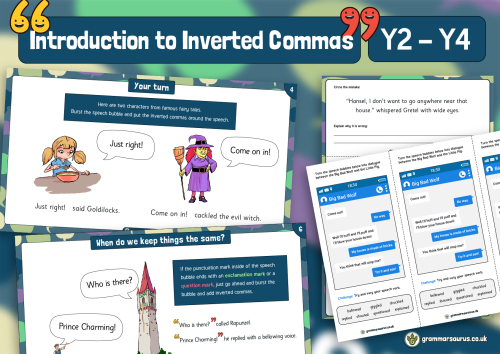 Year 2-4 SPaG - 'Introduction to Inverted Commas' - Grammarsaurus