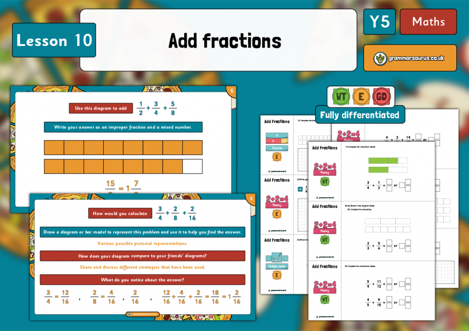Year 5 Fractions – Add Fractions – Lesson 10 - Grammarsaurus