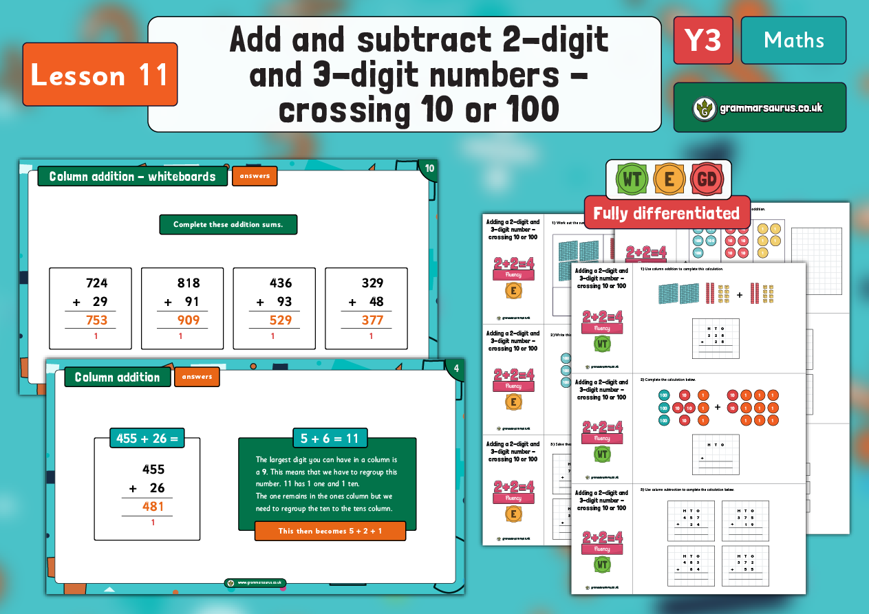 Year 3 Addition and Subtraction - Add and subtract 2-digit and 3-digit ...