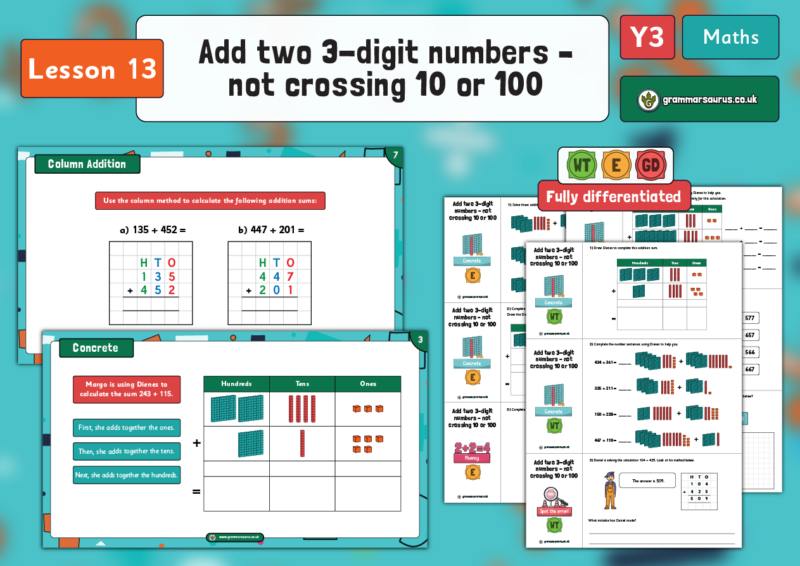 Year 3 Addition and Subtraction - Adding two 3-digit numbers - no ...