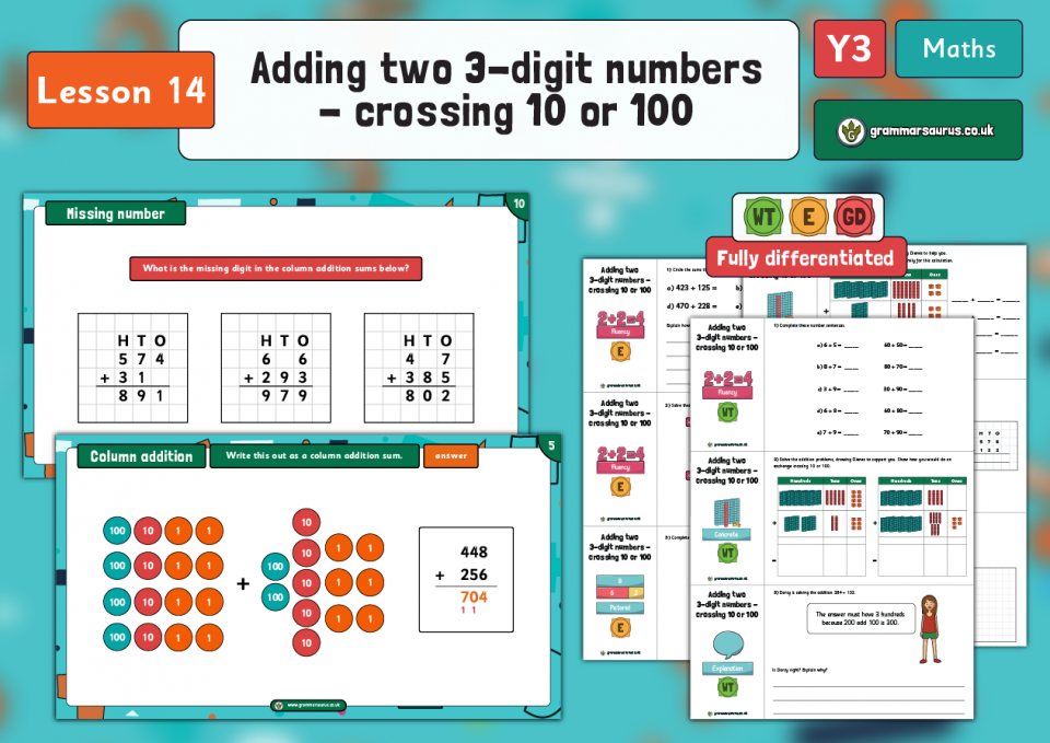 Year 3 Addition And Subtraction Adding Two 3 digit Numbers Crossing 