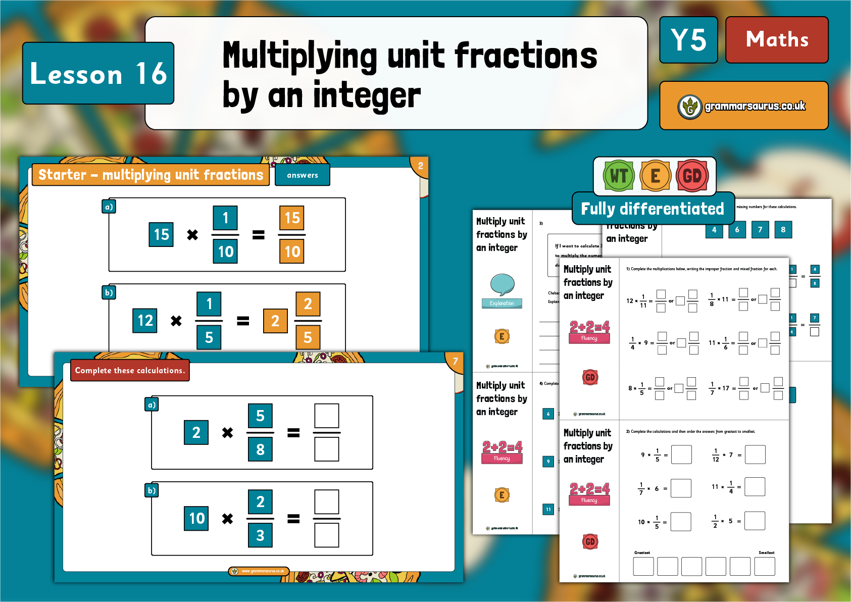 Year 5 Fractions - Multiplying unit fractions by integers - Lesson 16 ...