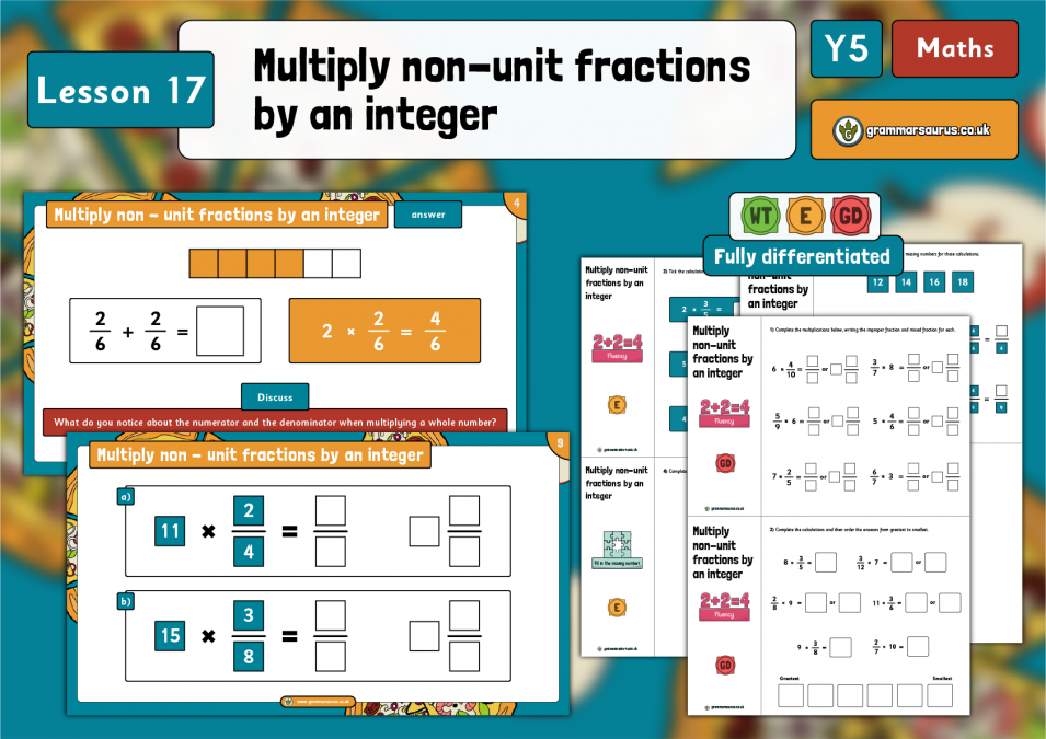 Year 5 Fractions - Multiplying non-unit fractions by an integer ...