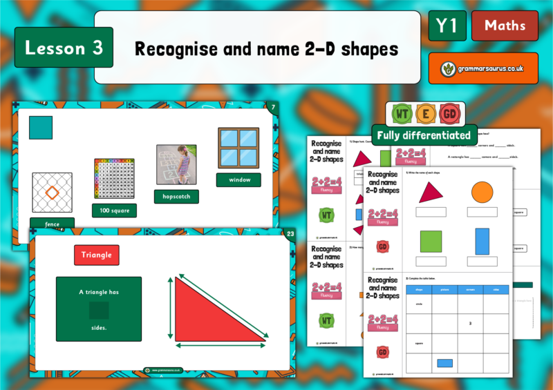 Year 1 2-D and 3-D Shapes - Recognise and Name 2-D Shapes - Lesson 3 ...