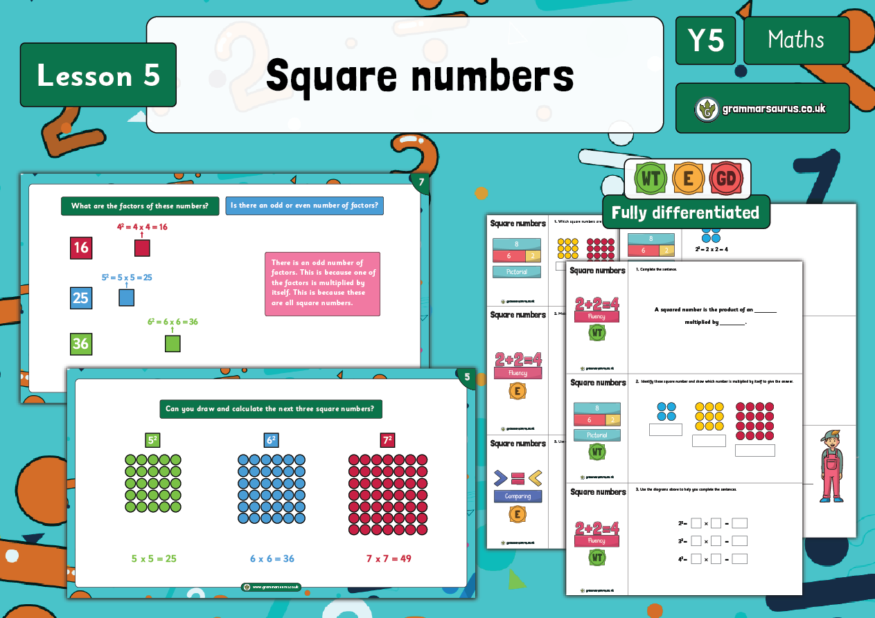 Year 5 Multiplication and Division - Square Numbers - Lesson 5 ...