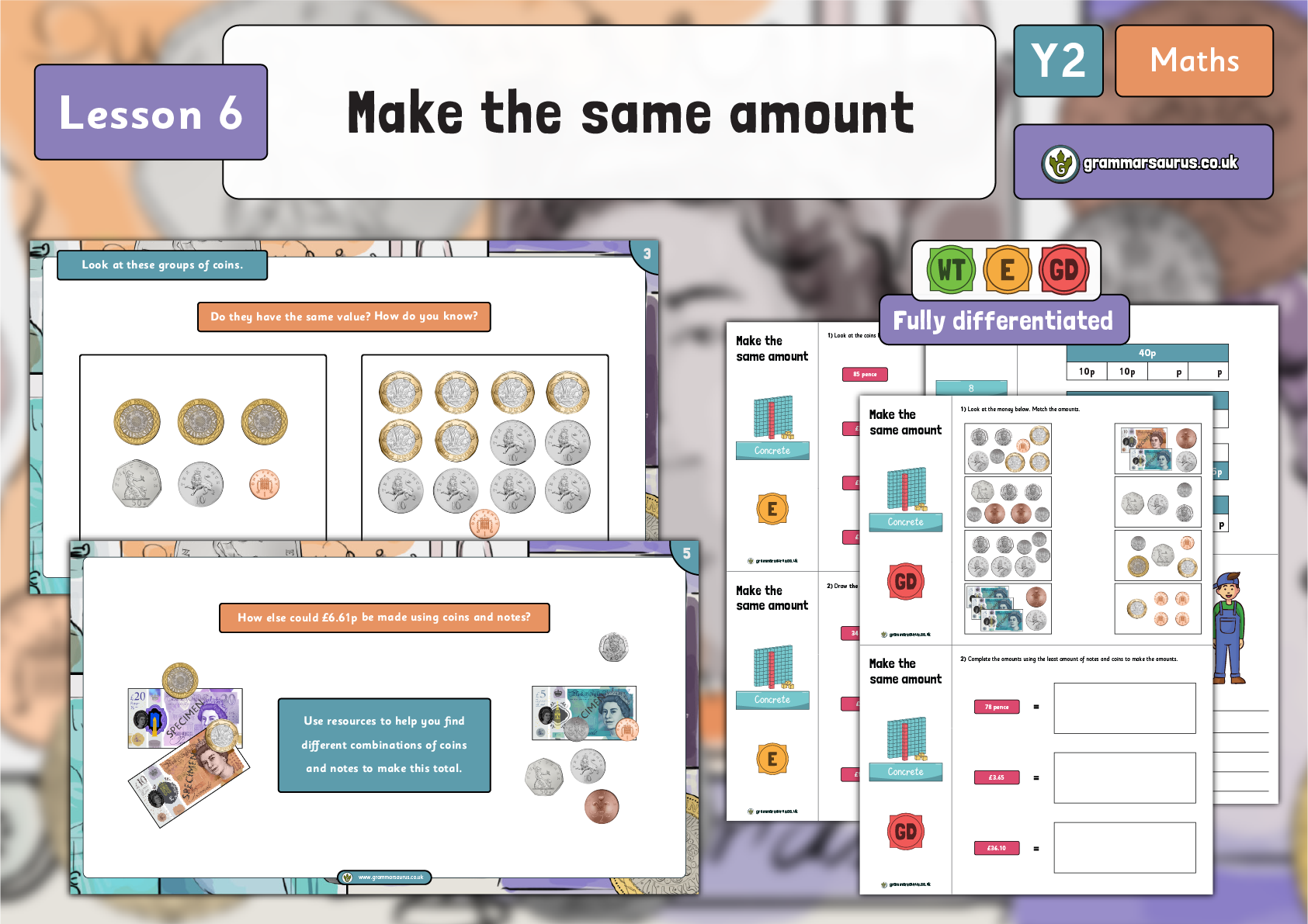 Year 2 Measurement - Money - Make the Same Amount - Lesson 6 ...