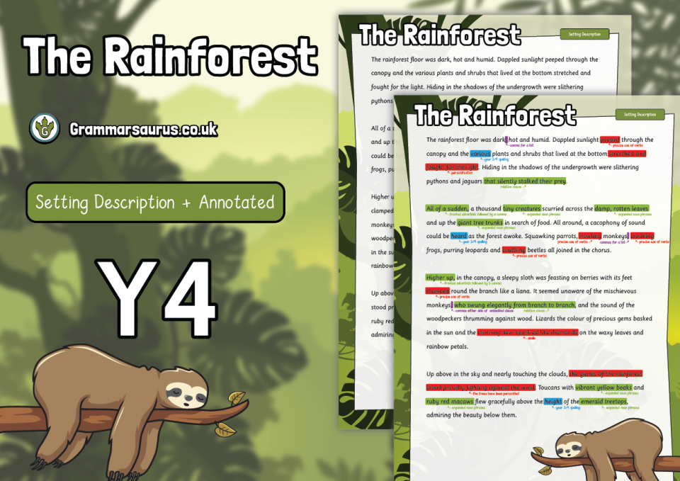 Year 4 Model Text Setting The Rainforest Gbsct P4 3rd Grade And 3rd Class Grammarsaurus