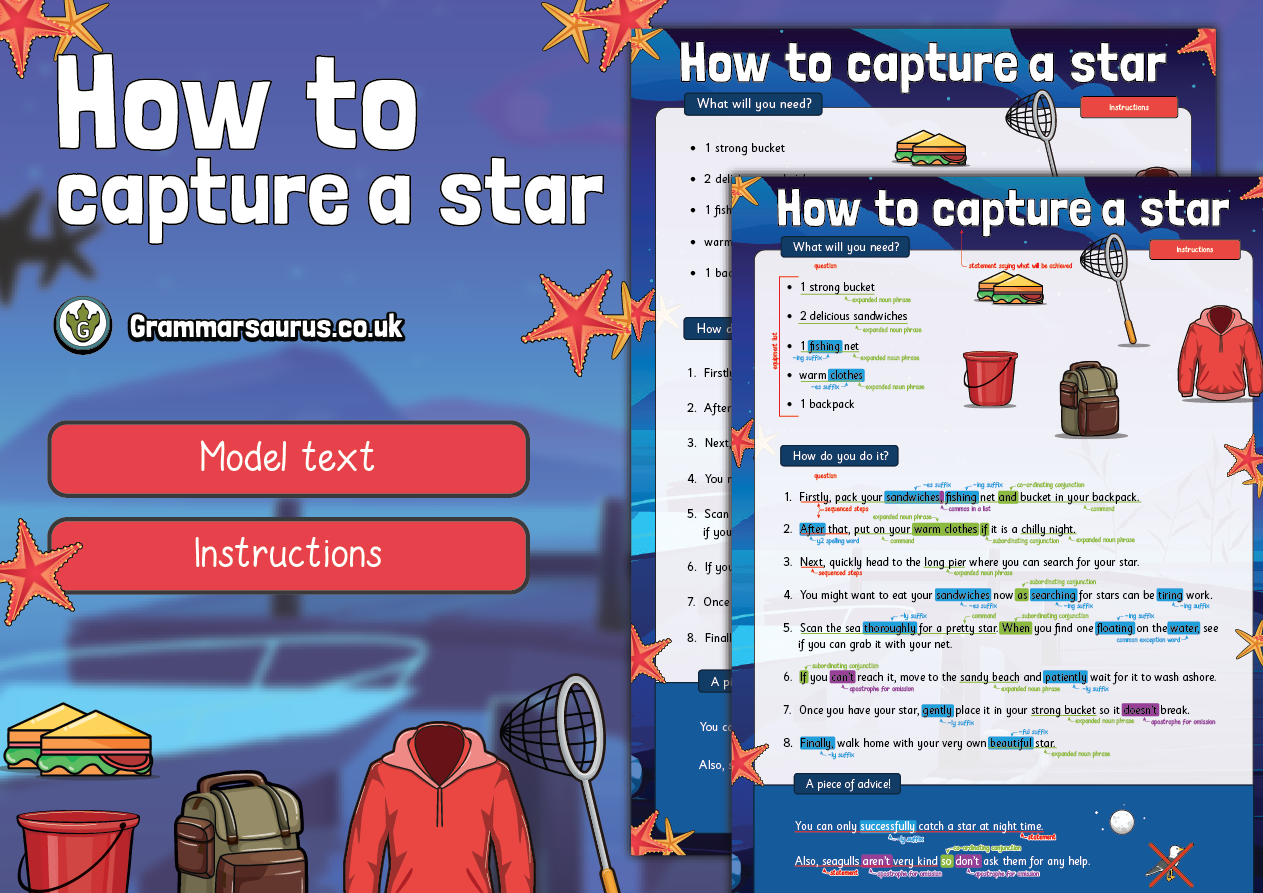 Year 2 Model Text - Instructions - How to catch a star - Grammarsaurus