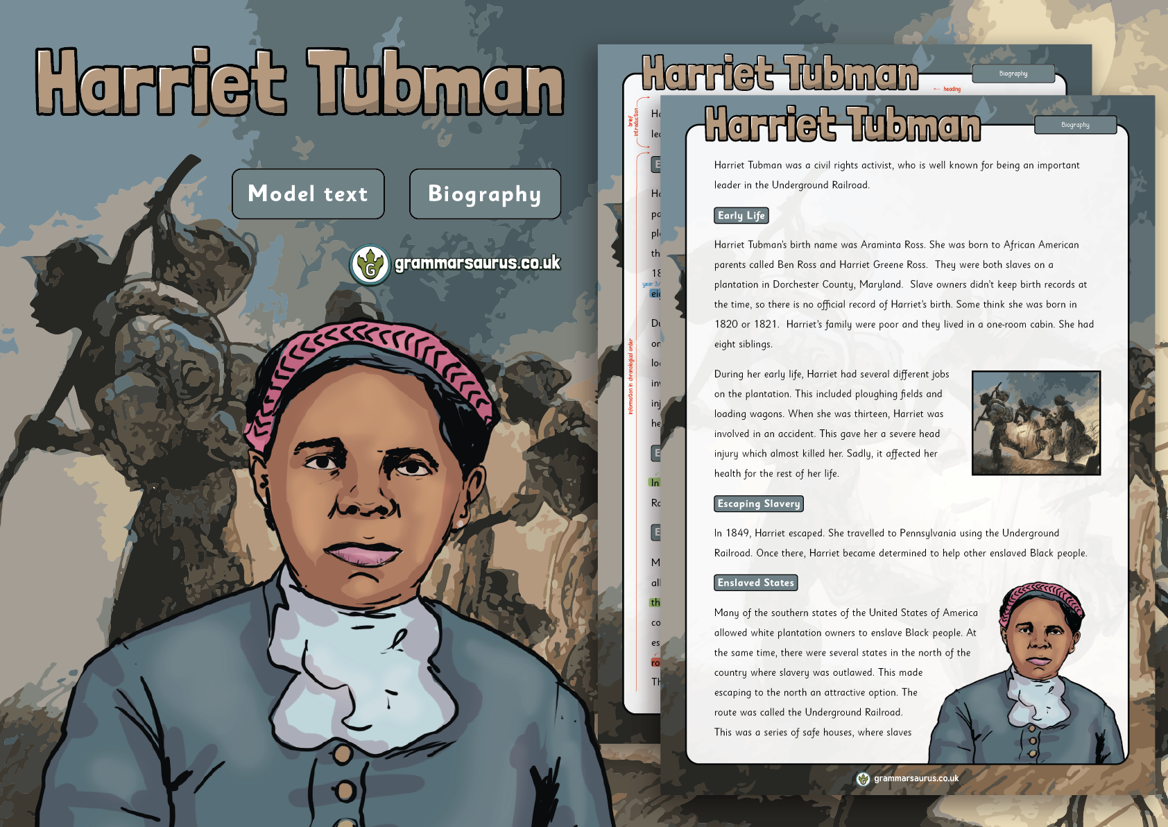 Year 4 Model Text - Biography - Harriet Tubman - Grammarsaurus