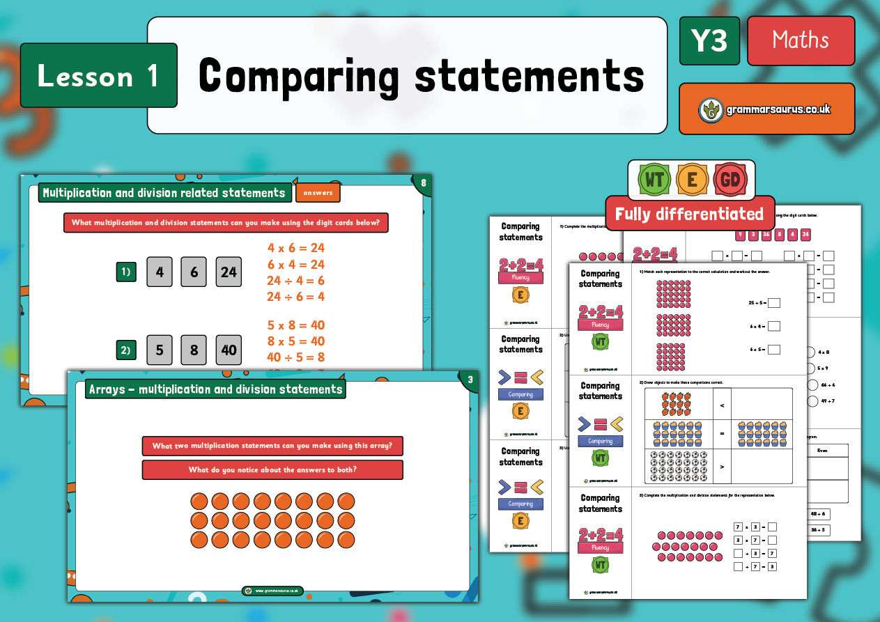 Year 3 Multiplication and Division Part 2 - Comparing Statements ...