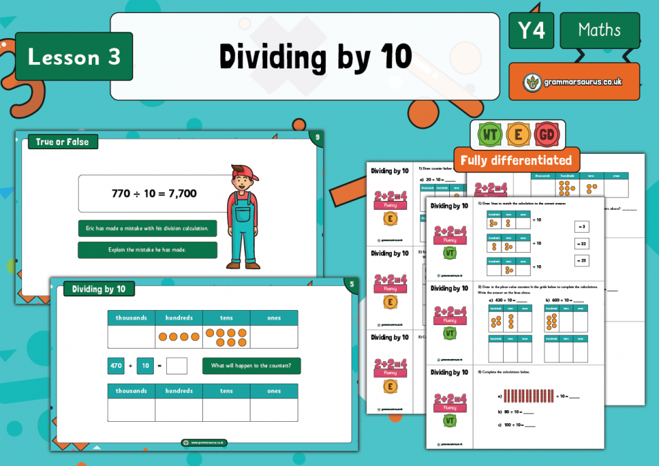 Year 4 Multiplication and Division - Divide by 10 - Lesson 3 ...