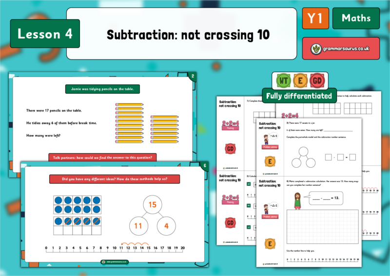 Year 1 Addition and Subtraction within 20 - Subtraction, not Crossing ...