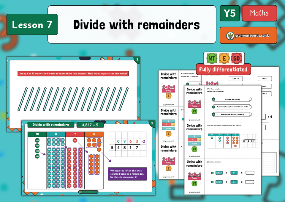 Year 5 Multiplication And Division Part 2 Divide With Remainders 