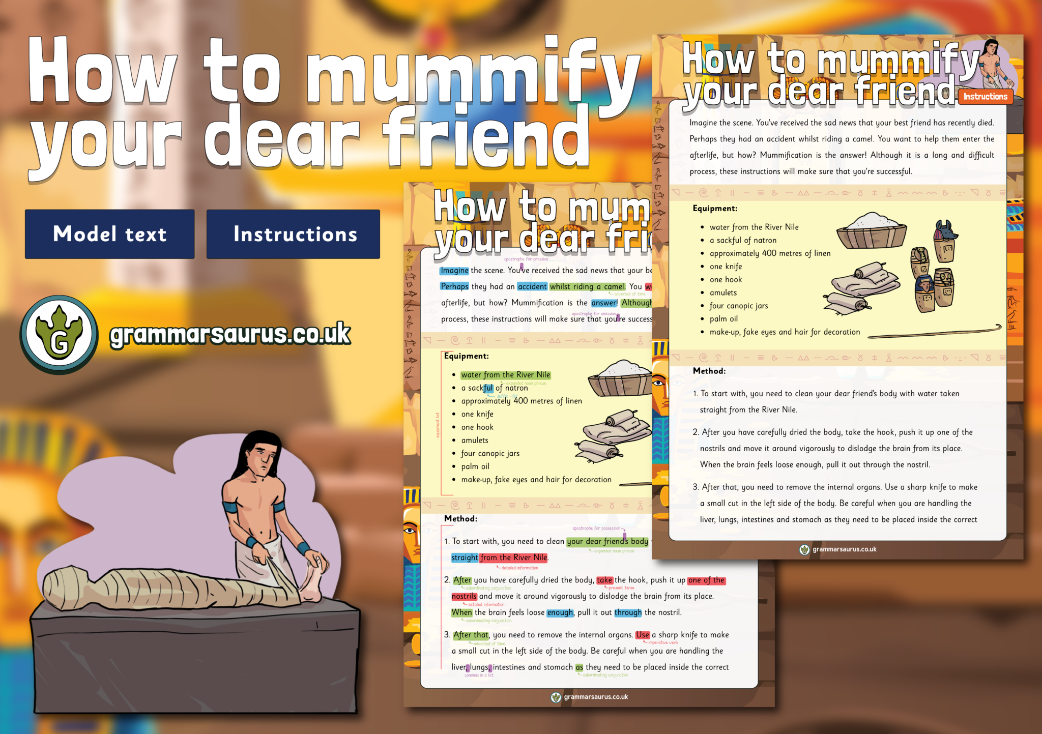 Year 3 Model Text - Instructions - How to mummify your dear friend ...