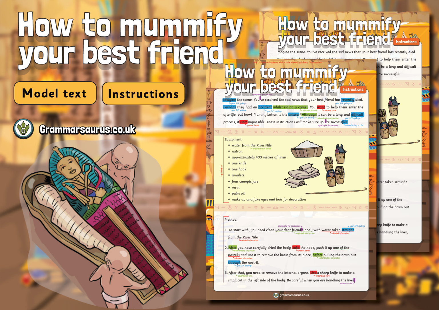 Year 3 Model Text - Instructions - How to mummify your best friend ...