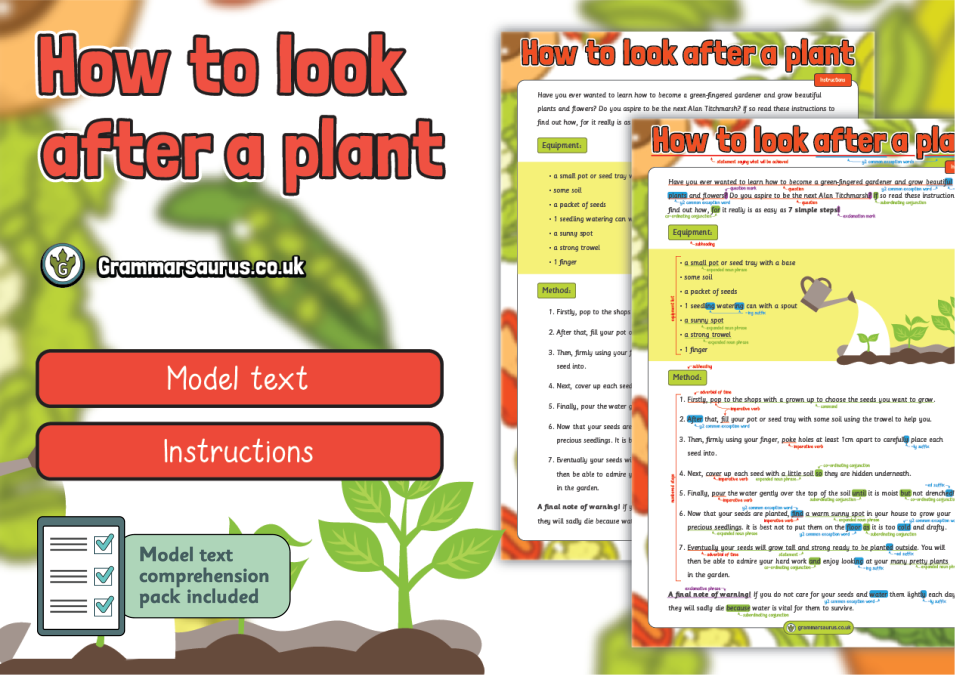 Year 2 Model Text - Instructions - How to look after a plant ( gbsct P2 ...