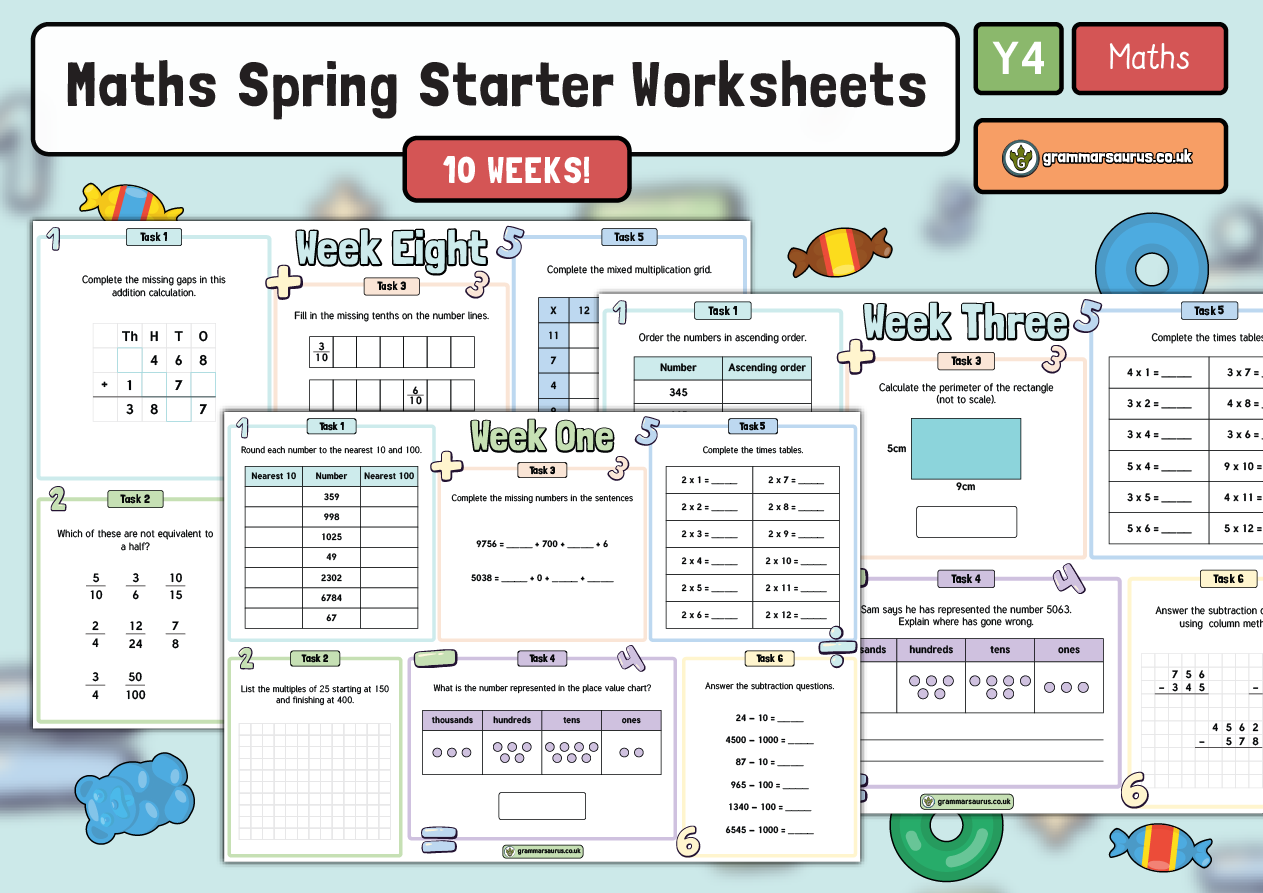Year 4 Weekly Maths Starters – Spring - Grammarsaurus