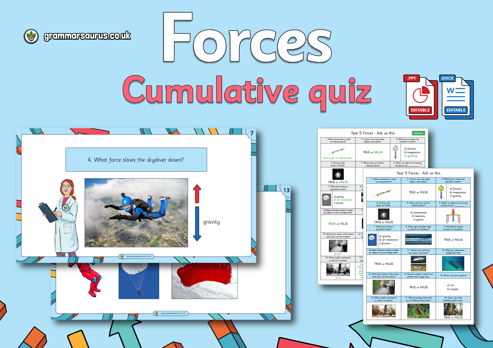 Year 5 Science – Forces – Cumulative quiz - Grammarsaurus