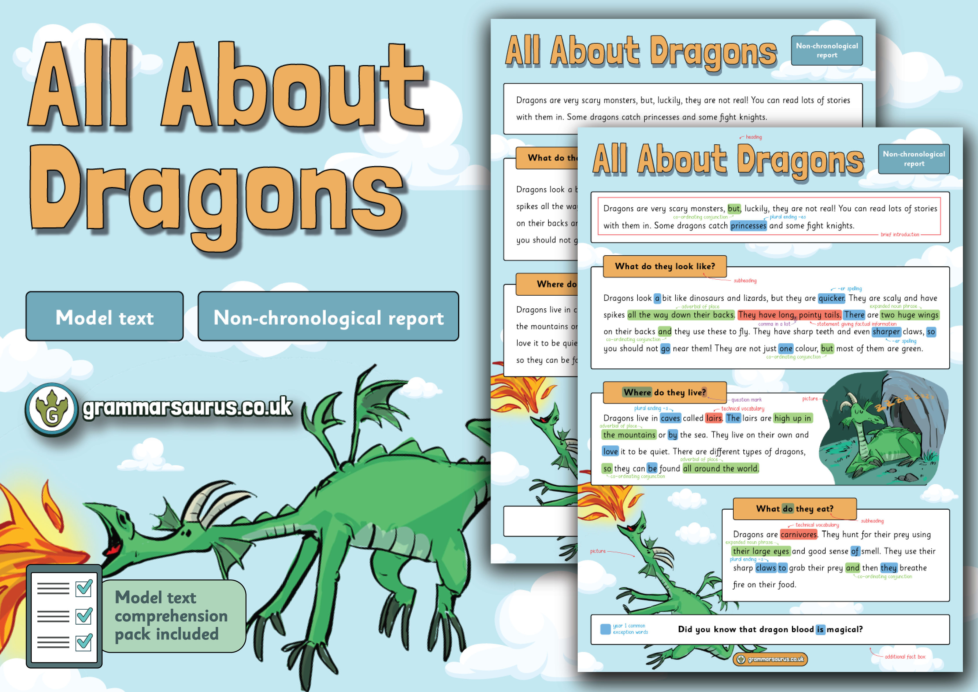 Year 2 Model Text – Non-chronological report – All about Dragons ...