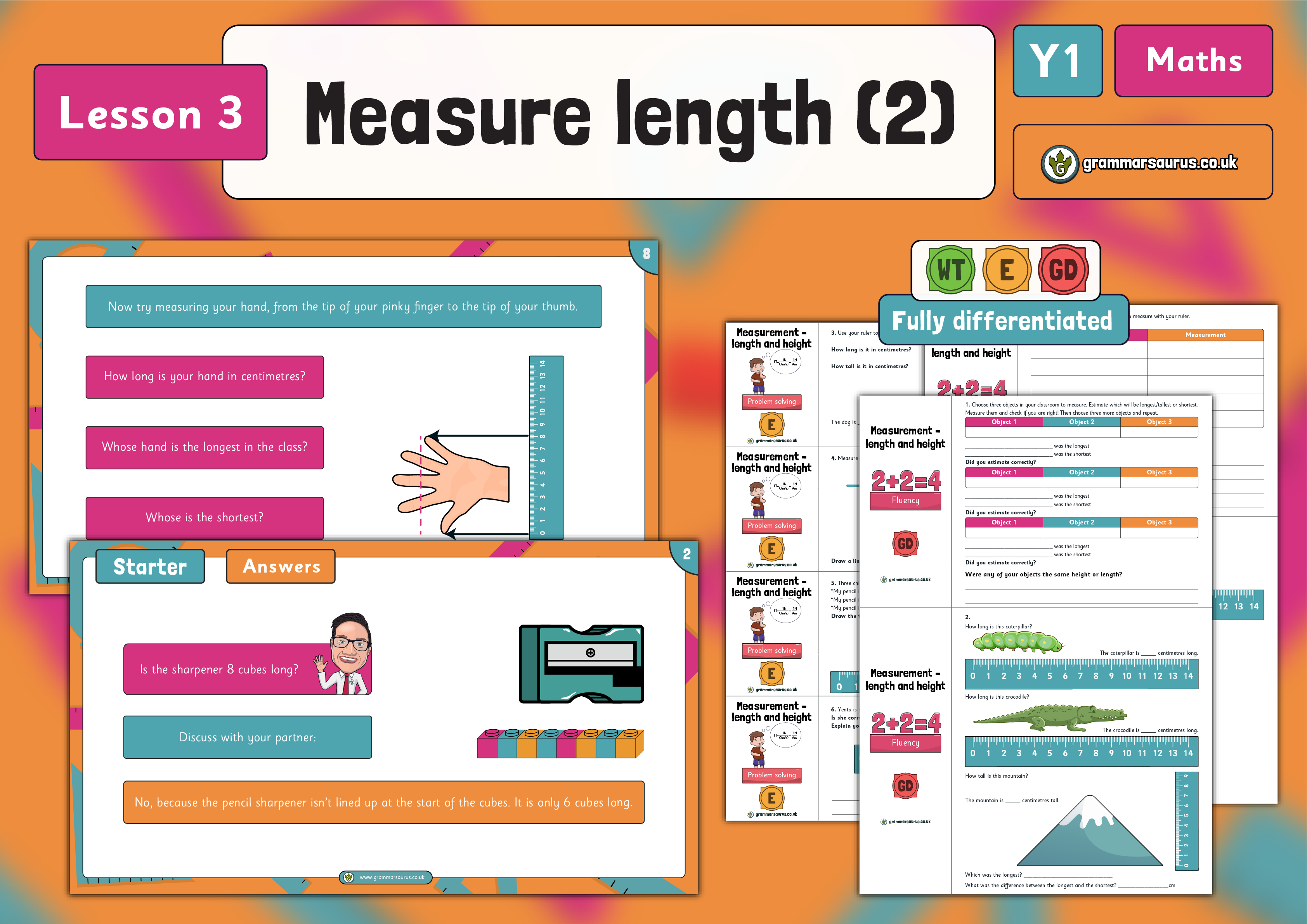 Year 1 Length and Height - Measure Length (2) - Lesson 3 - Grammarsaurus