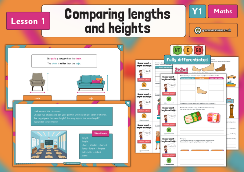 Year 1 Length and Height - Compare Lengths and Heights - Lesson 1 ...
