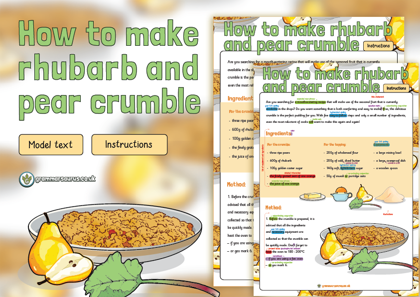 How to make rhubarb and pear crumble_Ad - Grammarsaurus