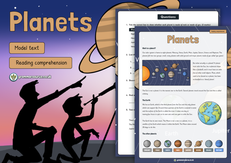 Y 3 4 Planets reading comprehension Ad - Grammarsaurus