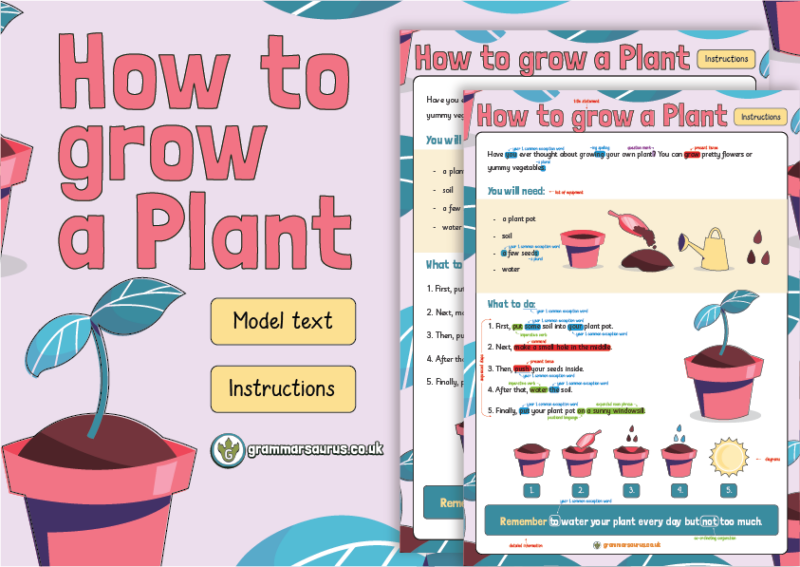 Year 1 Model Text – Instructions – How to Grow a Plant - Grammarsaurus