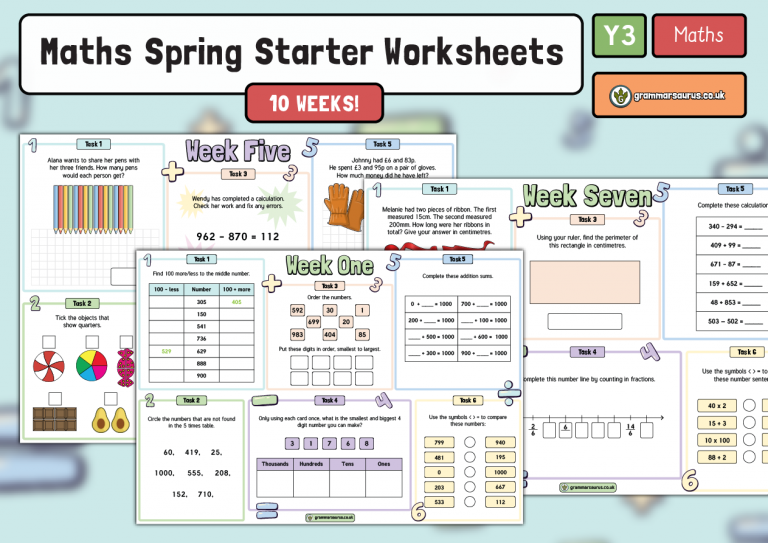 Year 3 Weekly Maths Starters – Spring - Grammarsaurus