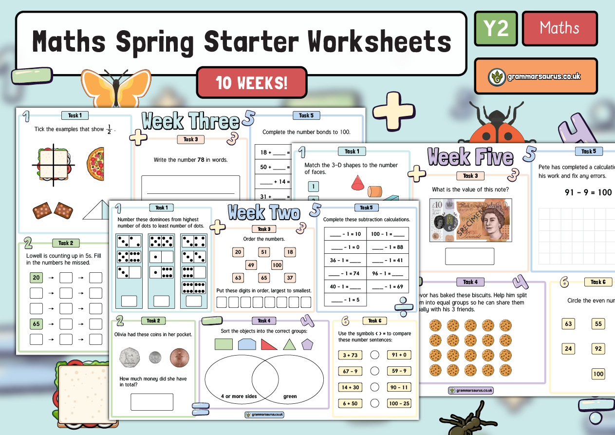 Year 2 Weekly Maths Starters – Spring - Grammarsaurus