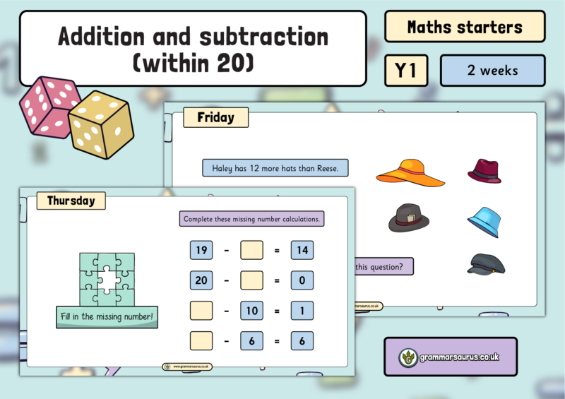 Year 1 Maths Starters - Addition and Subtraction - Grammarsaurus