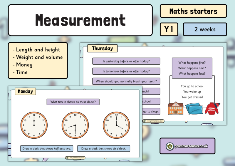 Year 1 Maths Starters - Measurement - Grammarsaurus
