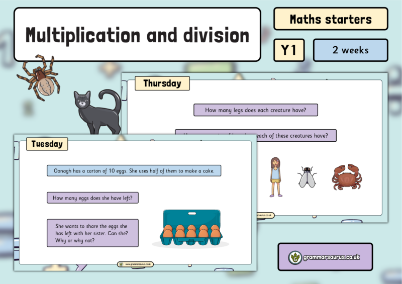 Year 1 Maths Starters - Multiplication and Division - Grammarsaurus
