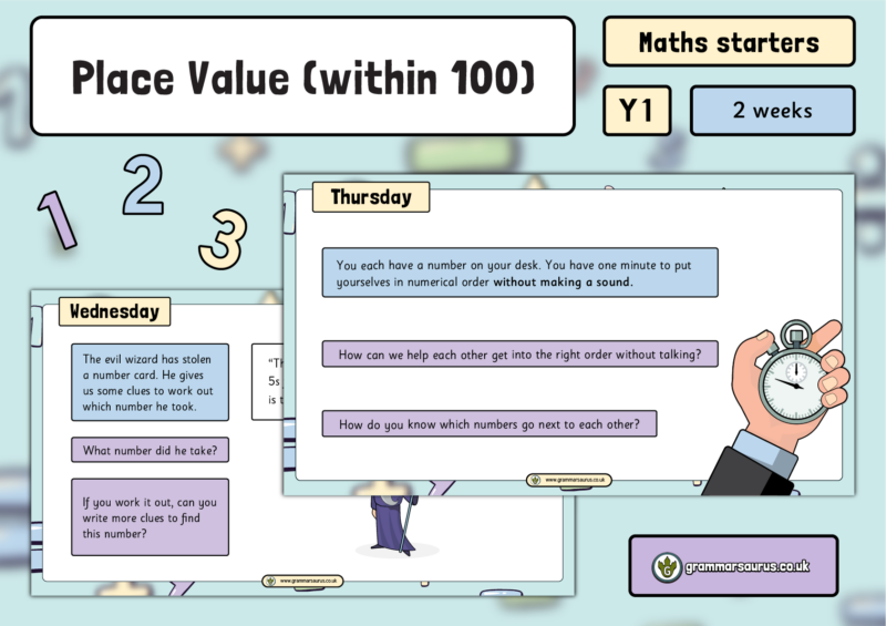 Year 1 Maths Starters - Place Value - Grammarsaurus