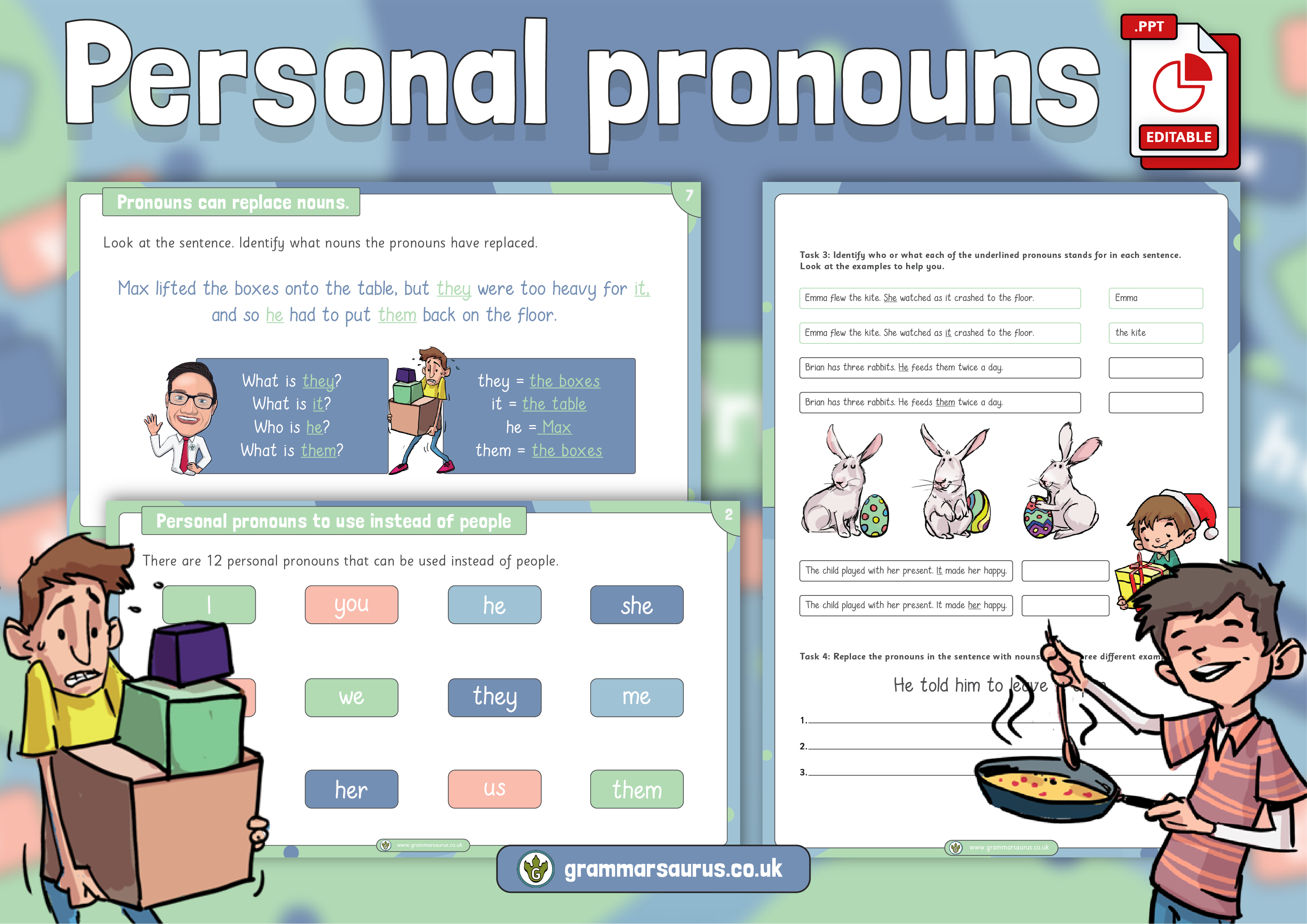 Year 3/4 SPaG - Personal Pronouns Pack - Grammarsaurus