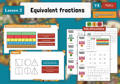 Year 4 Fractions - Equivalent fractions - Lesson 2 - Grammarsaurus