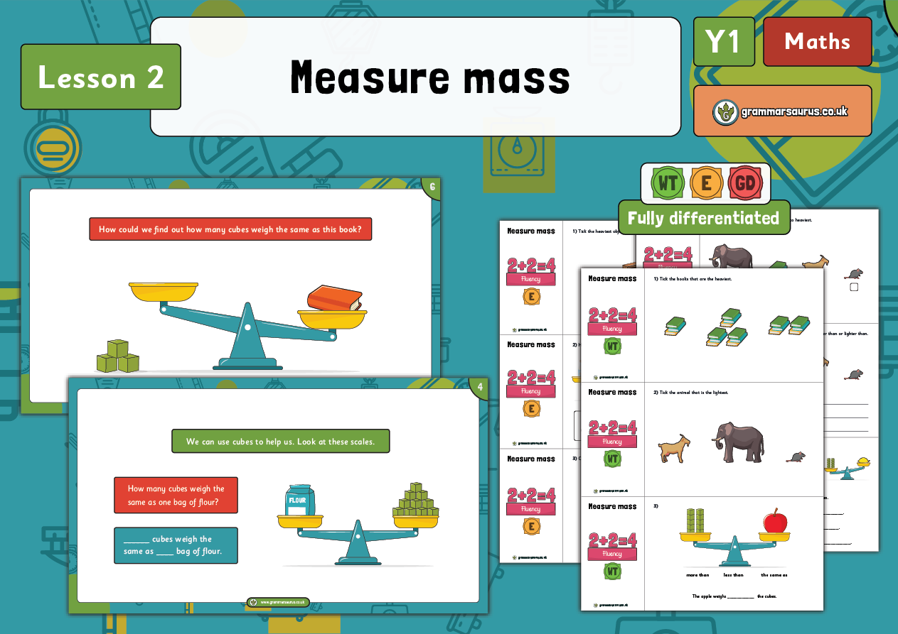 Year 1 Weight and Volume - Measure mass - Lesson 2 - Grammarsaurus