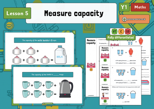 Year 1 Weight and Volume - Measure capacity - Lesson 5 - Grammarsaurus