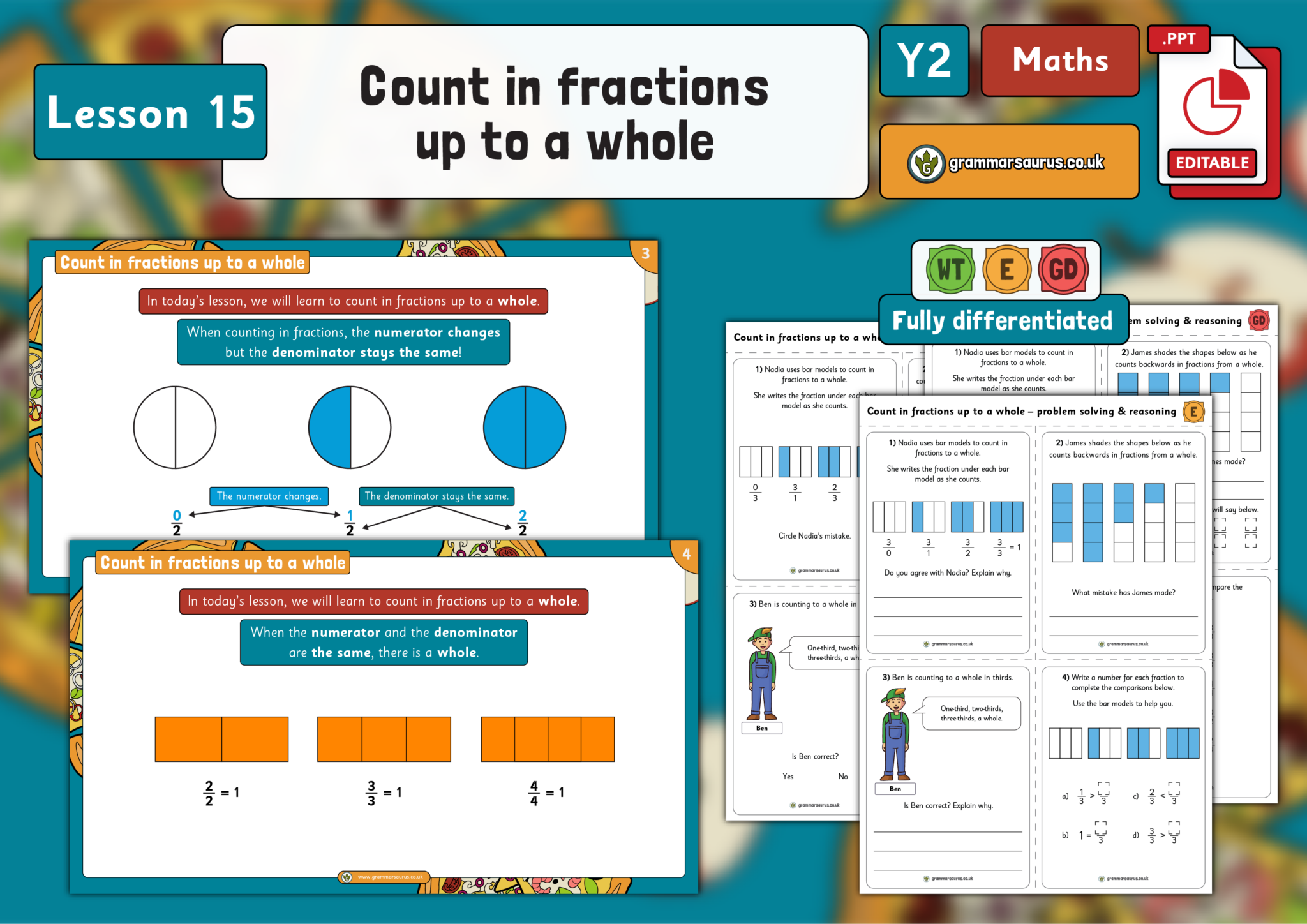 Year 2 Fractions - Count in fractions up to a whole - Lesson 15 ...