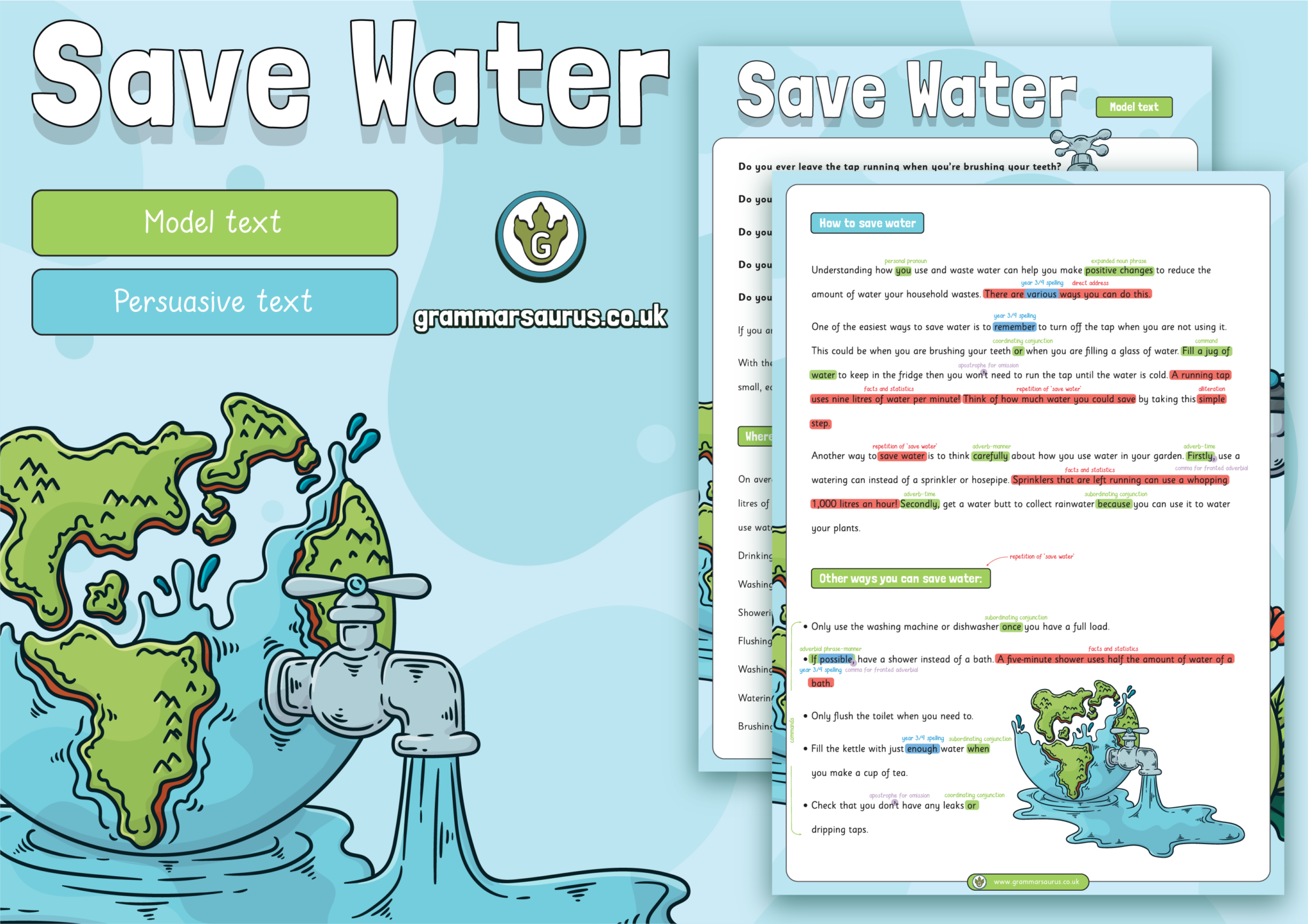 Year 4 Model Text – Persuasive advert - Save water! - Grammarsaurus