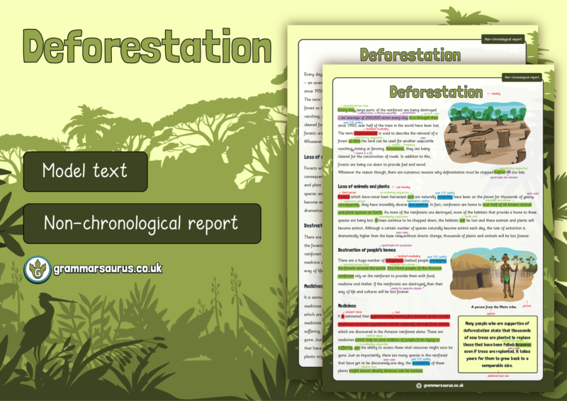 Year 6 Model Text – Non-chronological report – Deforestation ...